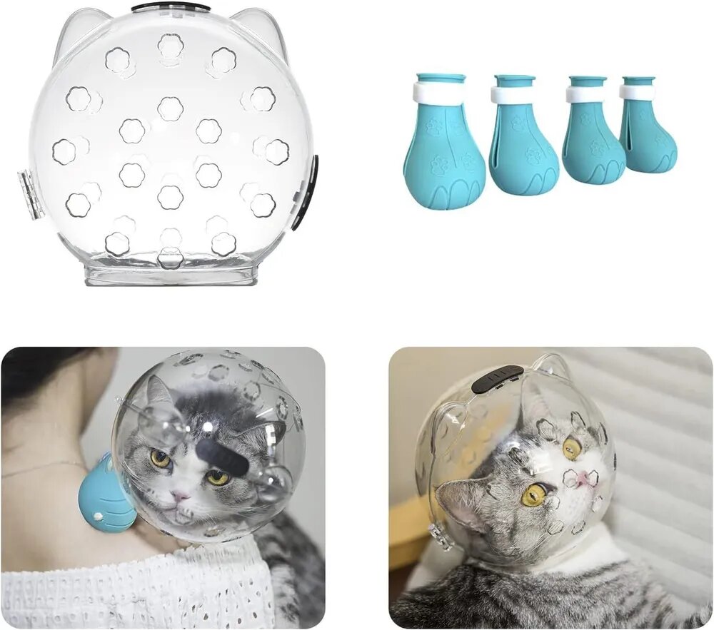 Воротник для животных / ветеринарный намордник для ухода и реабилитации кошек и собак (шар для груминга) / Четыре ножки(Диаметр 8,1 см, 5 - 10 кг) Новая модель 2025