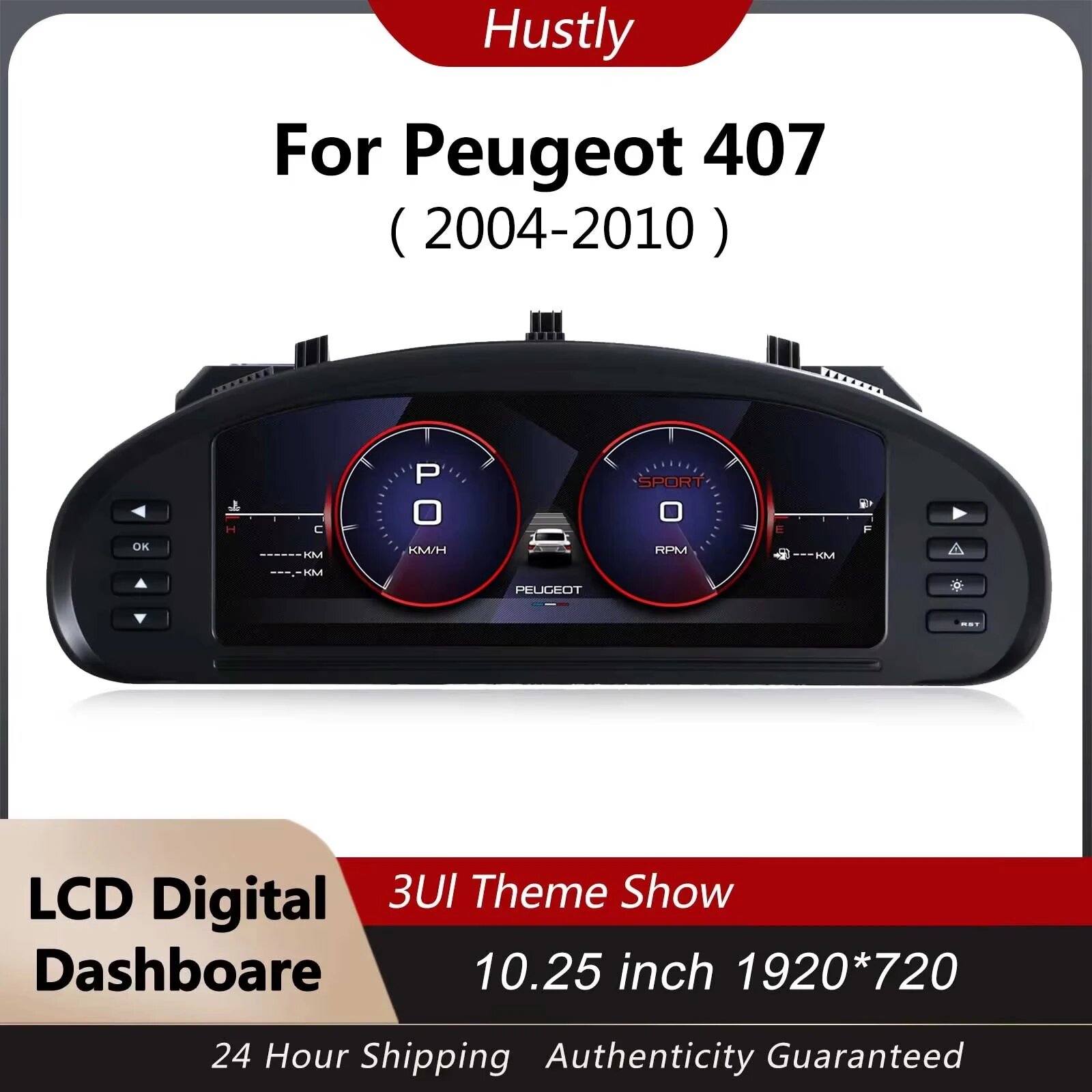 10,25-дюймовый цифровой приборный кластер для Peugeot 407 2004-2010, спидометр, ЖК-панель прибора iOS Carplay No Carplay