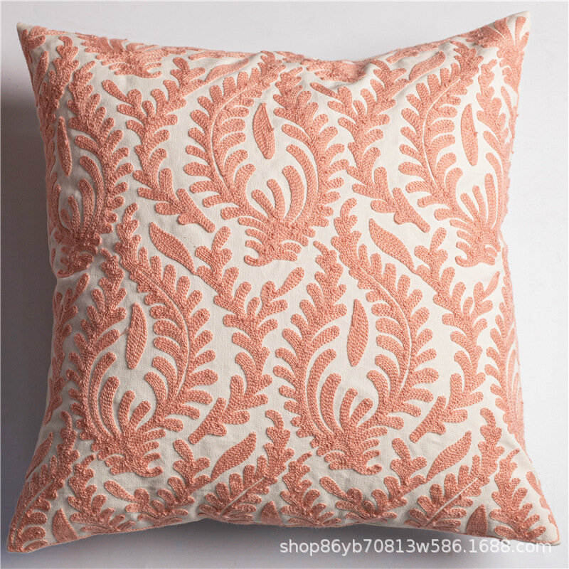 Чехол для подушки в скандинавском стиле с геометрической вышивкой цветов, для дивана, гостиной, из чистого хлопка, простой, для стула, прикроватный, желтый, для окна