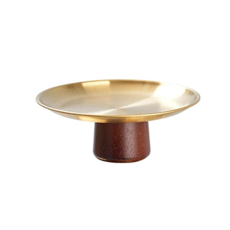 Круглая нержавеющая подставка для торта с высокой ножкой, Золото - 20cm