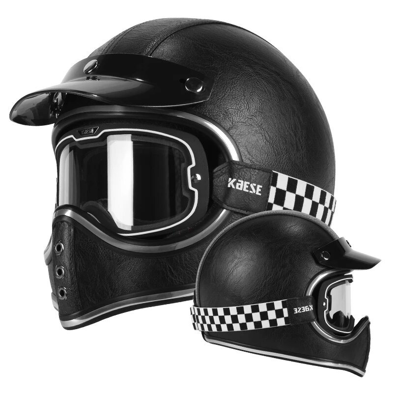 Зеленый мотоциклетный полный шлем в стиле ретро с фотохромными очками, легкий стекловолоконный шлем для туристических путешествий, городского скутера Черный, М, Photochromism E