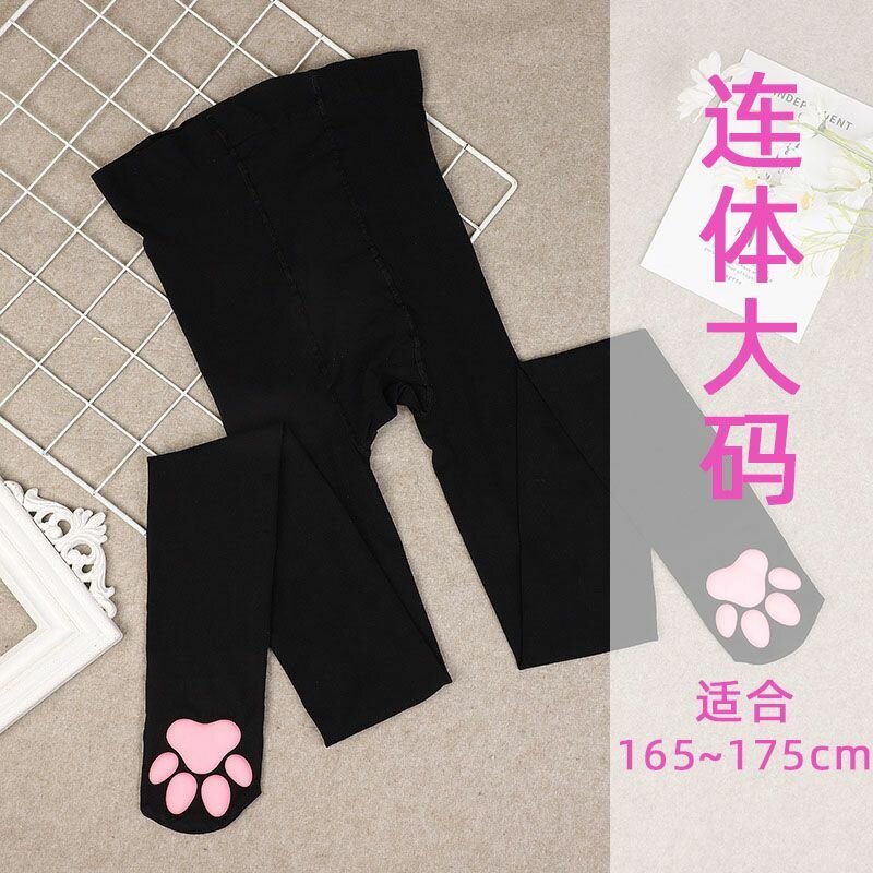 3D носки с кошачьими лапками, милые лолита, черно-белые шелковые женские чулки