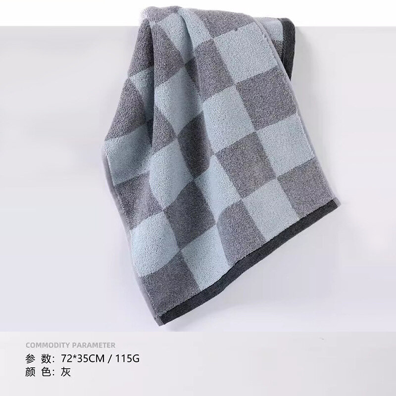 Чисто хлопковое полотенце серого цвета, 72x35 см, прочное для купания и ухода за лицом