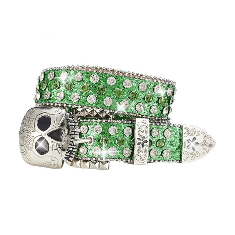 Пояса, Пояс из страз с блестками-зеленый-120