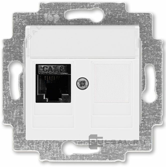 Розетка RJ45 Cat.6 + заглушка ABB двойная встроенный монтаж пластмасса белый