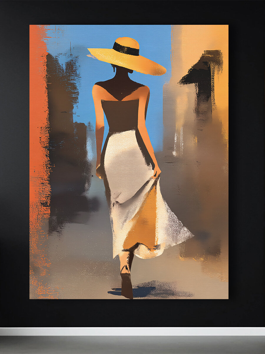 Картина интерьерная на стену - "Девушка танец стильная абстракция в гостиную, женский абстрактный силуэт" , 60х80 см.