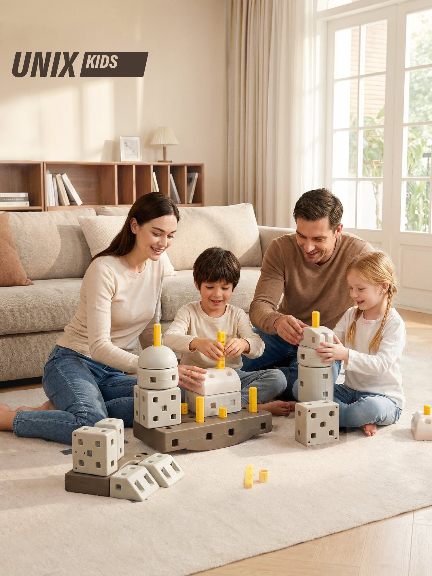 Конструктор детский UNIX Kids Music Robot Camel крупный, с музыкальным блоком, 44 детали, от 1 года