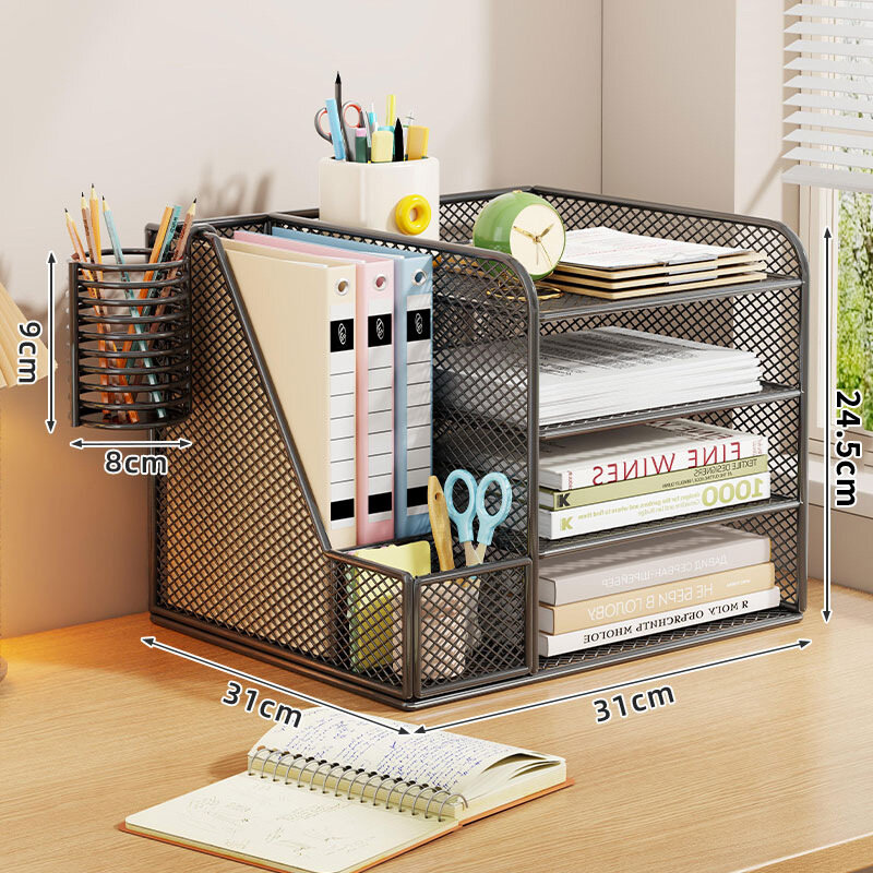 Стеллаж для файлов, настольная полка для хранения, офисные принадлежности, органайзер для файлов, многоярусная настольная книжная полка