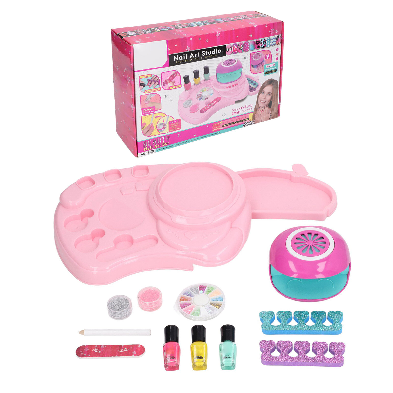 Детский набор для нейл-арта, безопасный и многофункциональный набор для самостоятельного изготовления лака для ногтей с функцией окрашивания ногтей, аппликация для ногтей, лак для ногтей для девочек.
