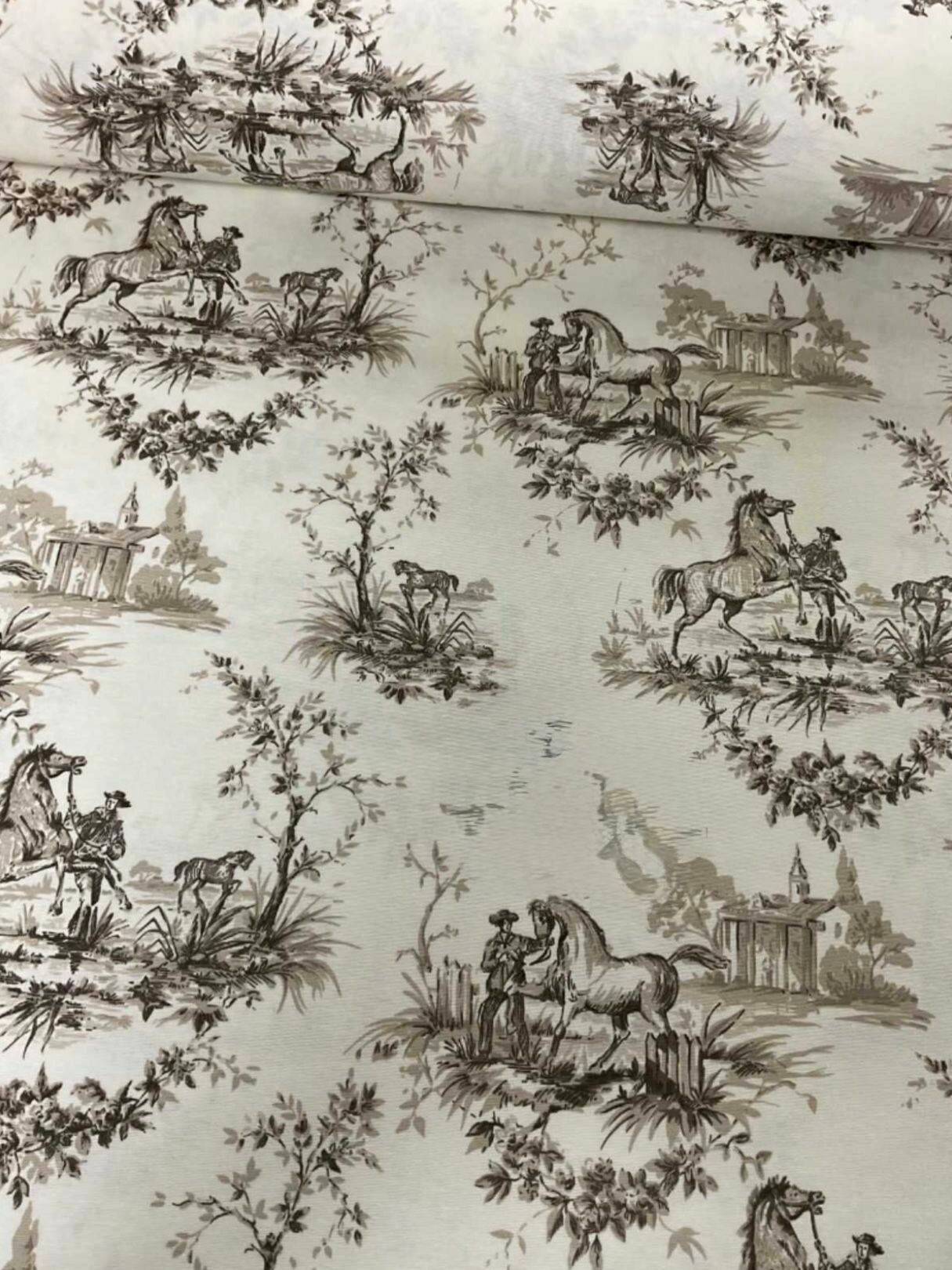 Ткань 100*180см водоотталкивающая Туаль Де Жуи Кони коричневые