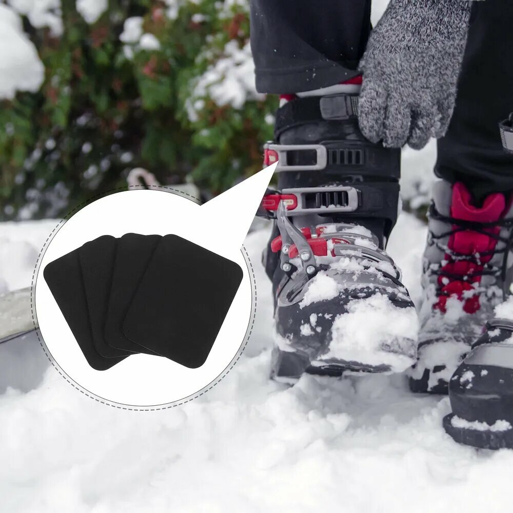 Черные самоклеящиеся неопреновые защитные накладки для голени лыжные, 4 шт для катания на лыжах и сноуборде