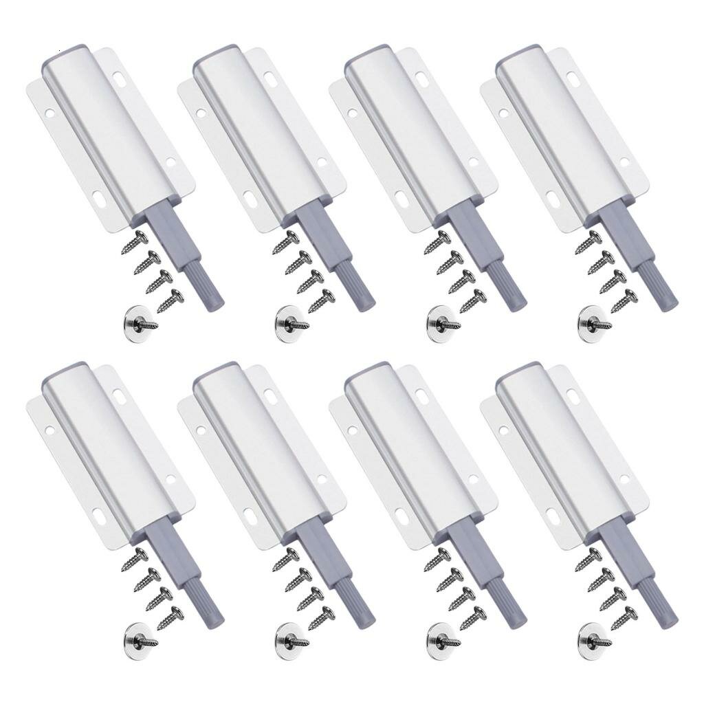 Магнитный механизм открывания для шкафов, 8 шт, Серебро