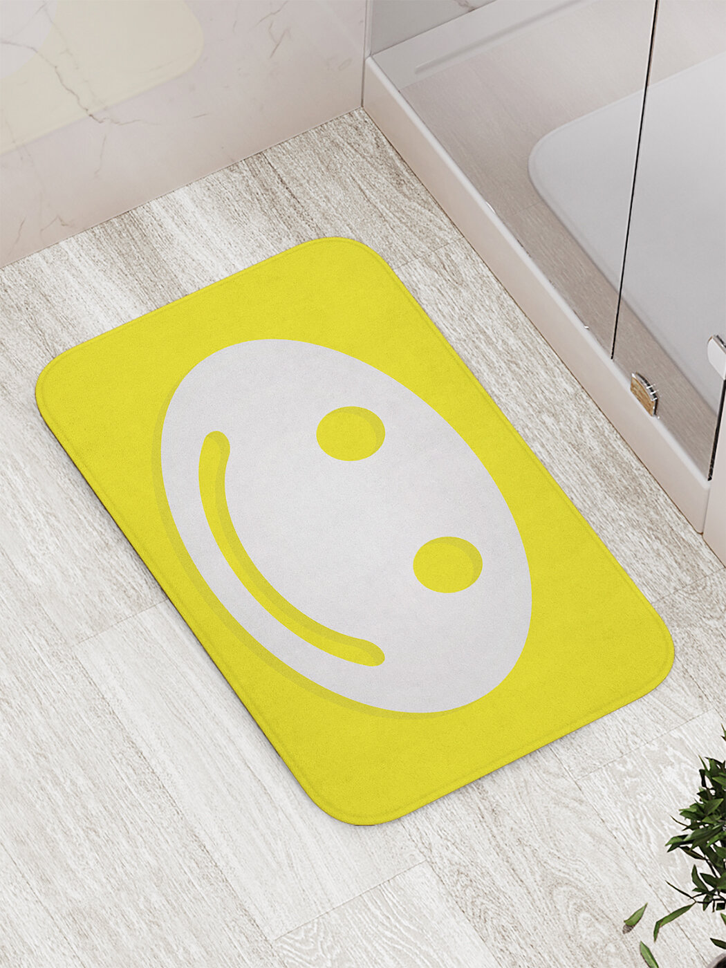 Коврик для ванной комнаты, туалета "Улыбчивый смайлик" противоскользящий, 52х77 см, JoyArty