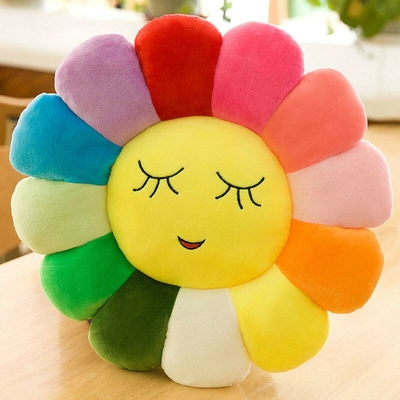 Подушка colorful sunflower plush cushion smiley face pillow ultra soft short plush pp cotton, shy, 55 см