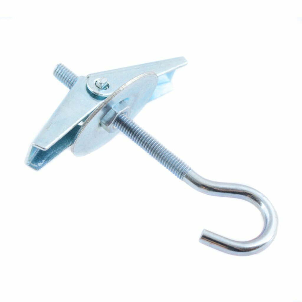 Складной пружинный дюбель с крюком 60091 для гипсокартона и пустотелых конструкций, надежный стальной крепеж для люстр.