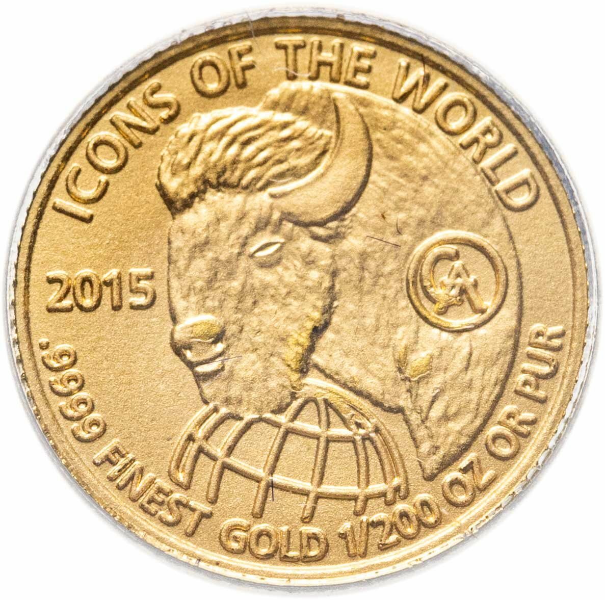 Руанда 10 франков 2015 Буйвол, Золото, в сохранности UNC