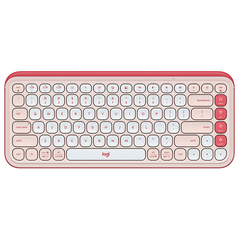 Logitech POP ICON KEYS Беспроводная Bluetooth Тихая ИИ Двойной режим Клавиатура и Мышь Комбо в Розовом