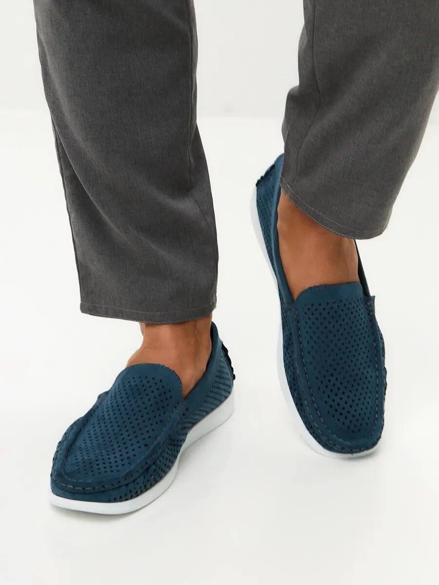 Мокасины кожаные летние с перфорацией