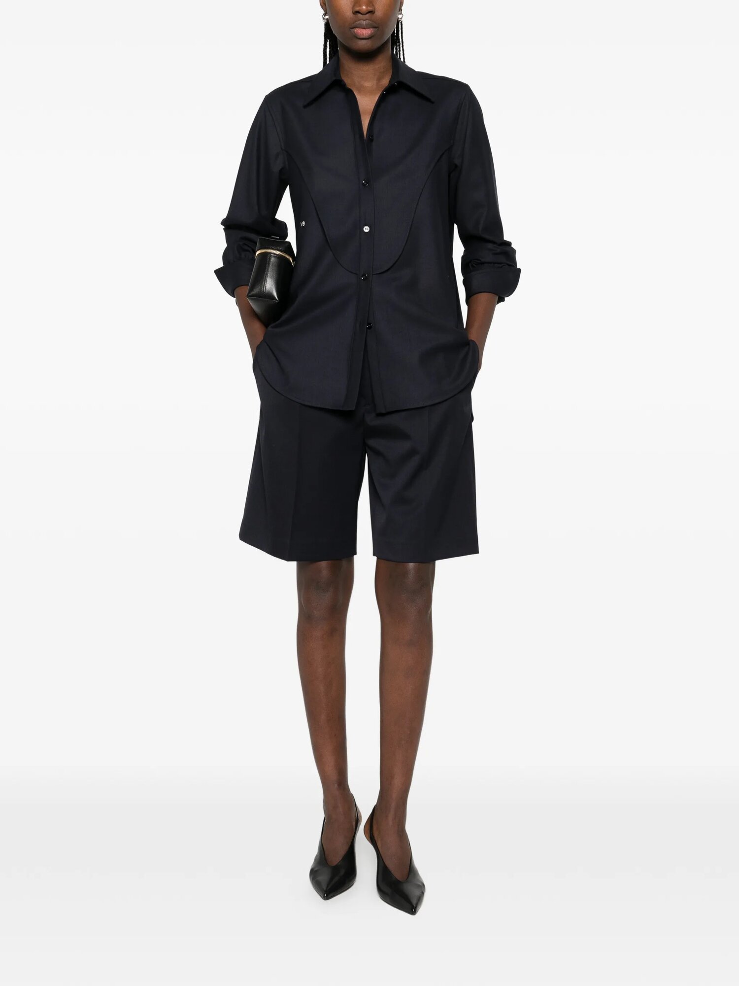 Топ Victoria Beckham Yoke top, размер 12, синий — фото 1