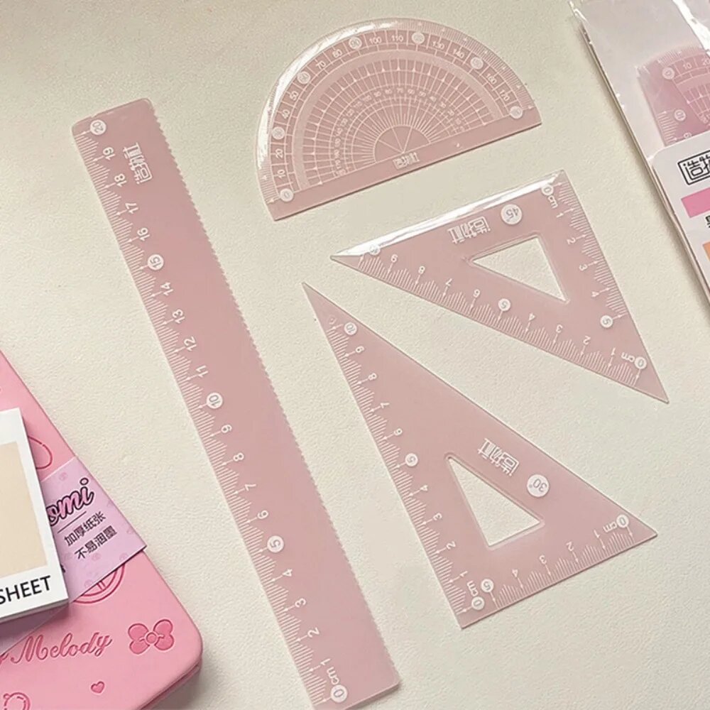 Набор линеек из металла 4 шт. Розовый, Pink-20CM