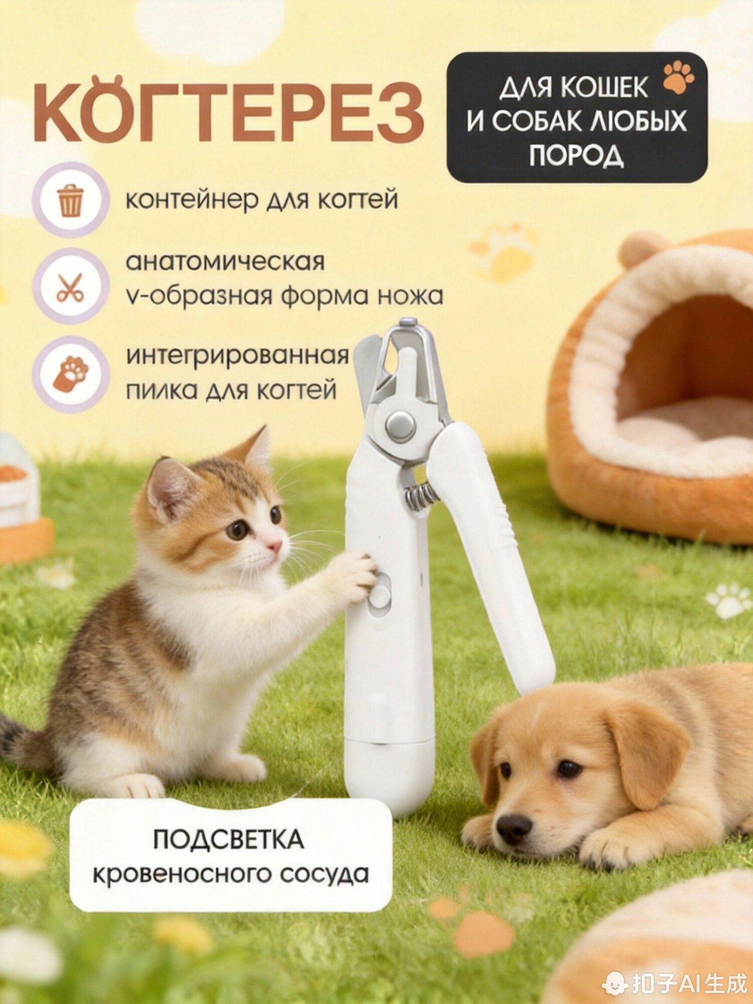 Когтерез-гриндер, для всех животных, универсальный, беспроводной, с LED-подсветкой