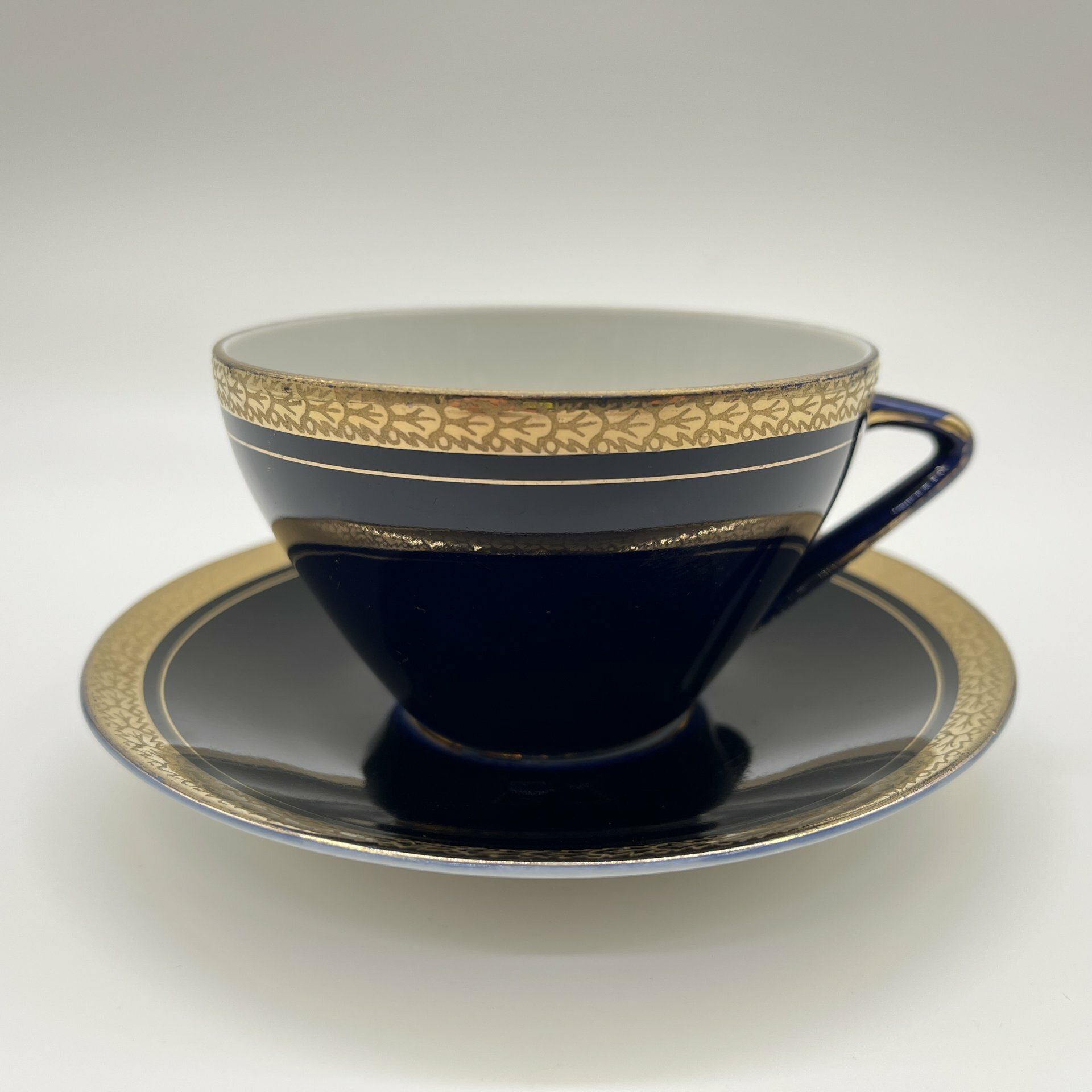 Пара чайная, фарфор, крытье кобальтом, золочение
