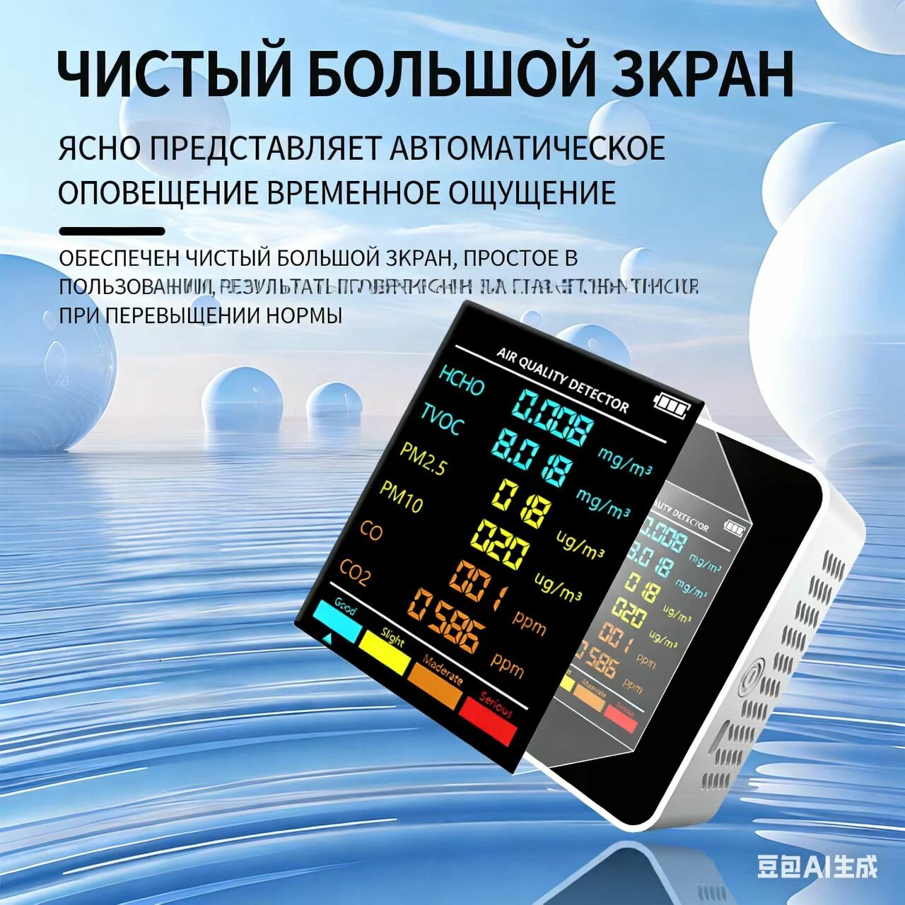 Монитор качества воздуха, настенное крепление, дисплей, USB, 9 см x 7 см x 3.5 см