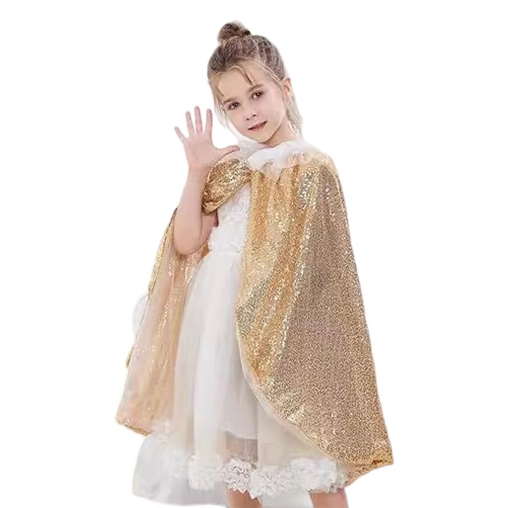 Короткий плащ с вырезом из двухслойной сетки на шнуровке для вечеринки-золотой-60 см