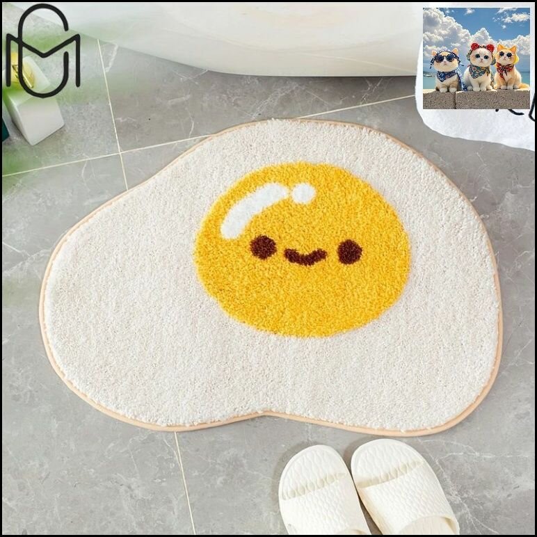 Эксклюзивный впитывающий коврик для ванной из кашемирового микроволокна, устойчивый к загрязнениям, размер 60x40 см, цвет белый яичница