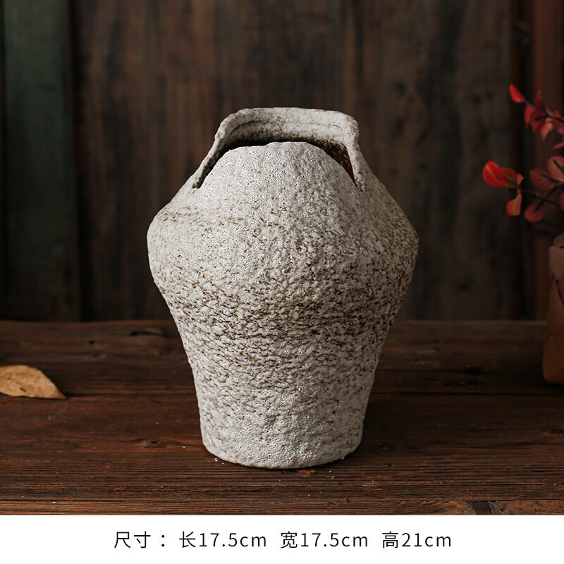 Ретро-вазы в новом китайском стиле, декоративные керамические украшения в деревенском стиле для прихожей, прикроватной тумбочки, тумбы под телевизор, для цветочных композиций, керамическая ваза для дома.
