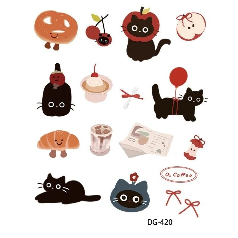 Простая и симпатичная гелевая наклейка с изображением маленького черного кота