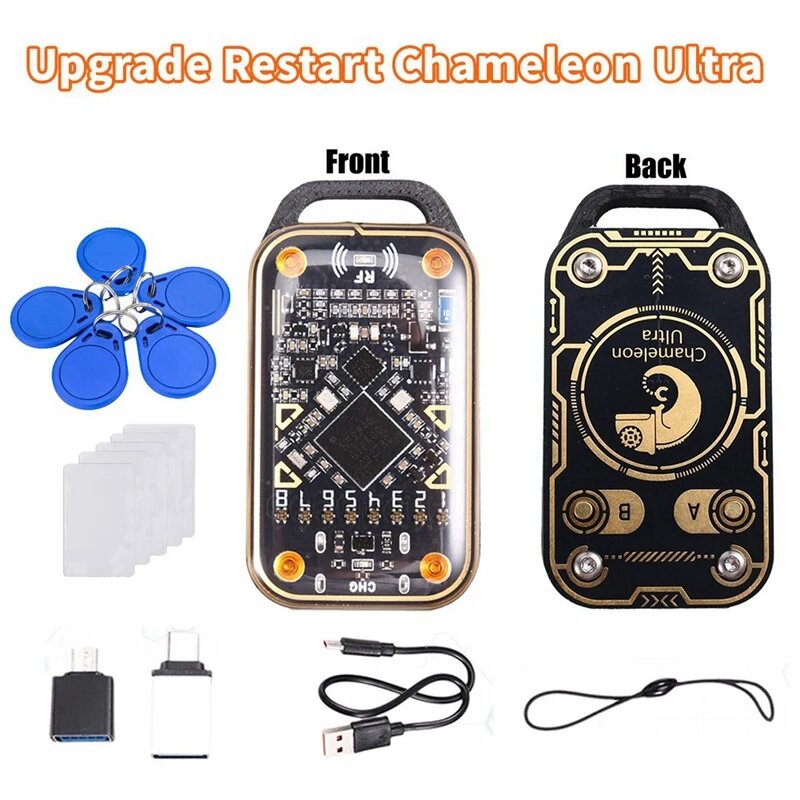 Эмулятор смарт-карт Chameleon Ultra Upgrade, RFID-считыватель смарт-чипов + 5XUID-брелок, декодирование карт 13,56 м, NFC-дубликатор 125K-[A04I]