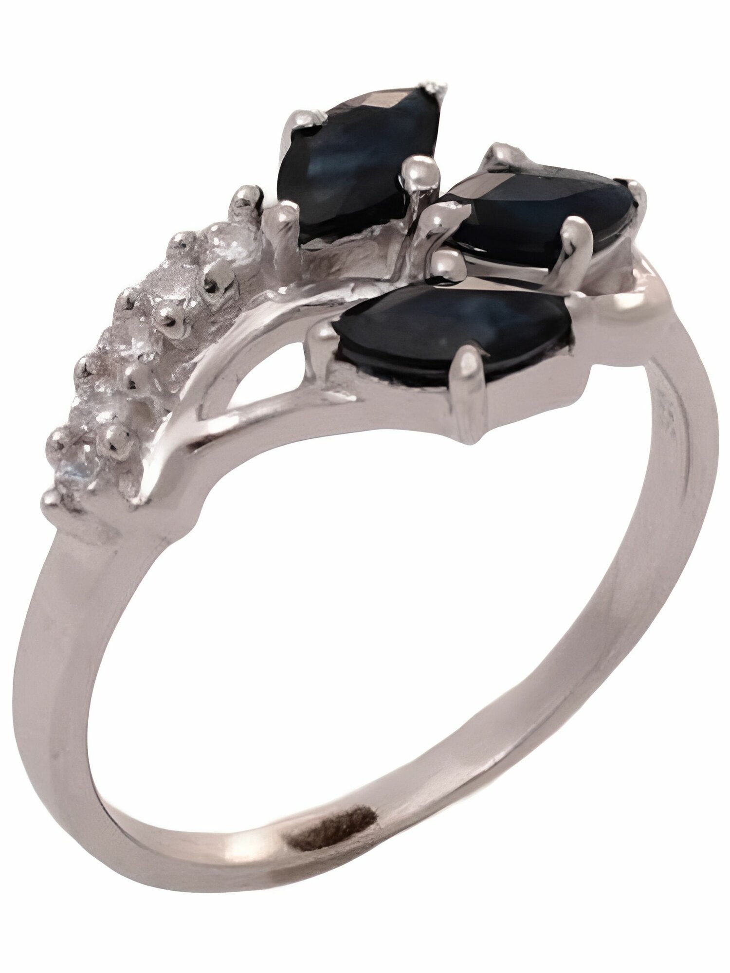 Кольцо дорожка, тонкое, серебро, 925 проба, родирование, сапфир