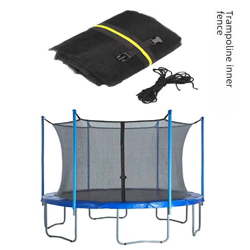 Сетка безопасности для батутов, защитная сетка для батутов, сетка для батутов, аксессуары для ограждений, нейлоновая защитная сетка, внутренняя сетка-ограждение (внутренняя сетка стропами 12 футов, 6 стоек — диаметр 3,66 м)