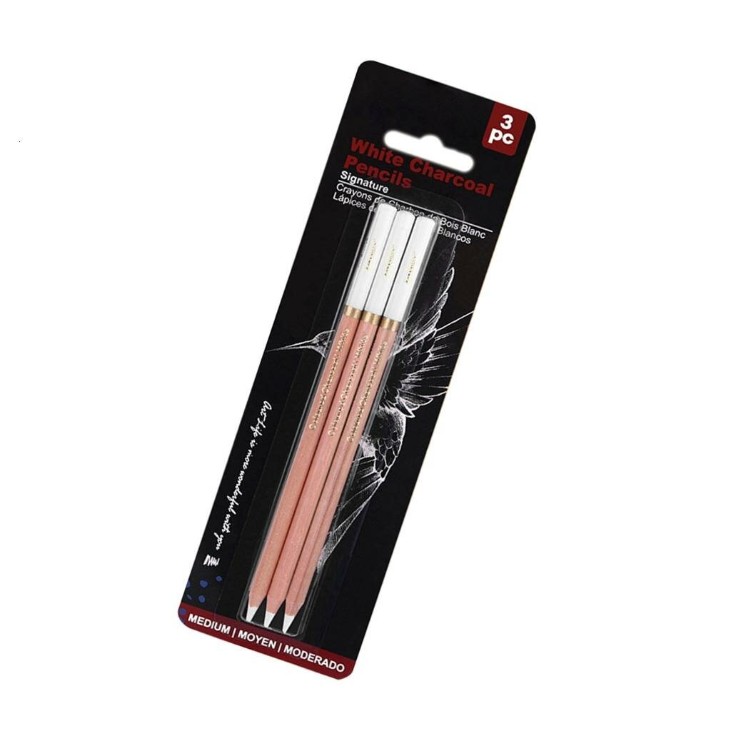 Белые угольные карандаши, 3 цветных стержня для бревен