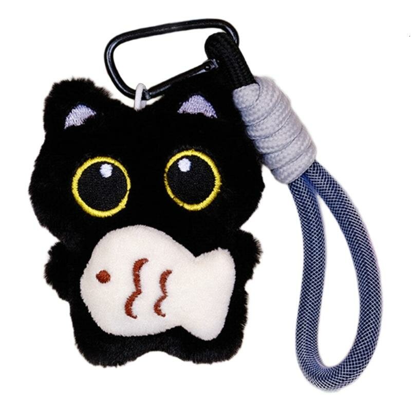 Плюшевый чёрный котёнок-брелок, Стиль2