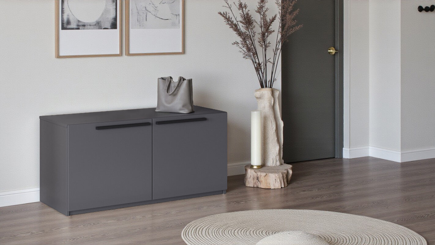 Обувница Лорена Пакс-2 Серый Графит 162 PE NEW 100x43x48 см, Фиеста