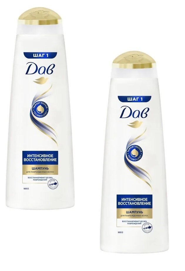 Шампунь Дав для волос Интенсивное Восстановление, 380 мл 2шт