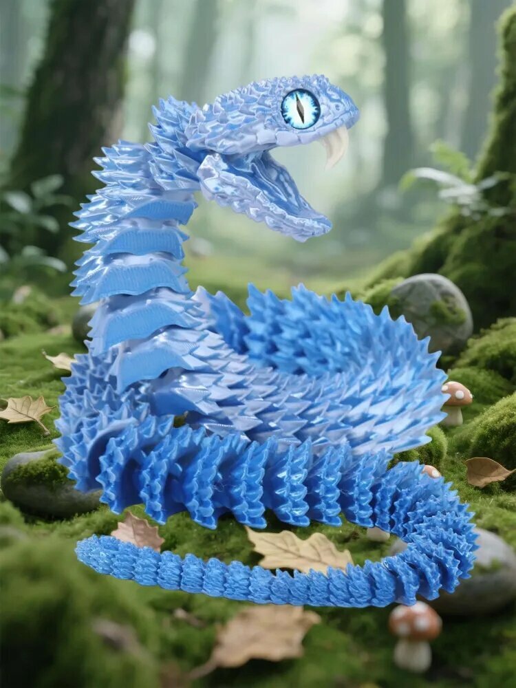 Имитация змеи с зубами, которая может открывать пасть, изготовлена из 3D-печати, материал PLA, 45 см