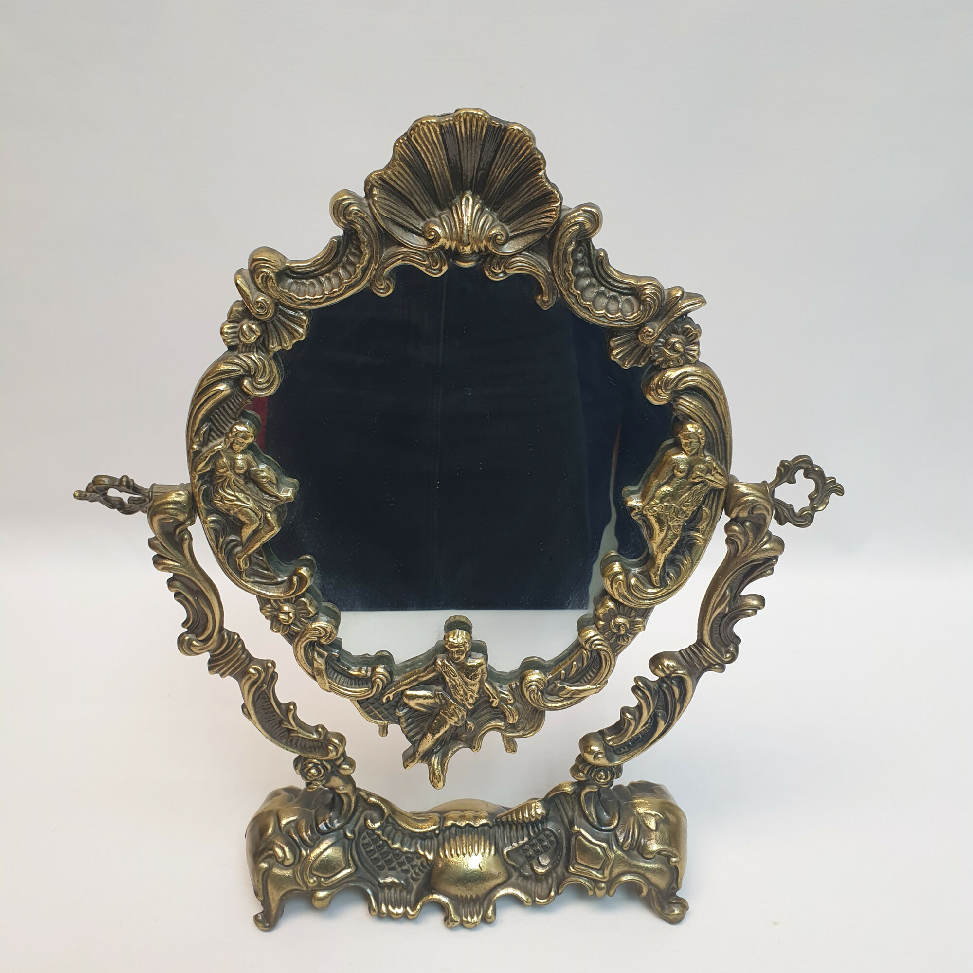 Зеркало винтажное, бронзовое. Завод МЦеЛа ЗИЛ СССР. 30 х 7 х 35 см