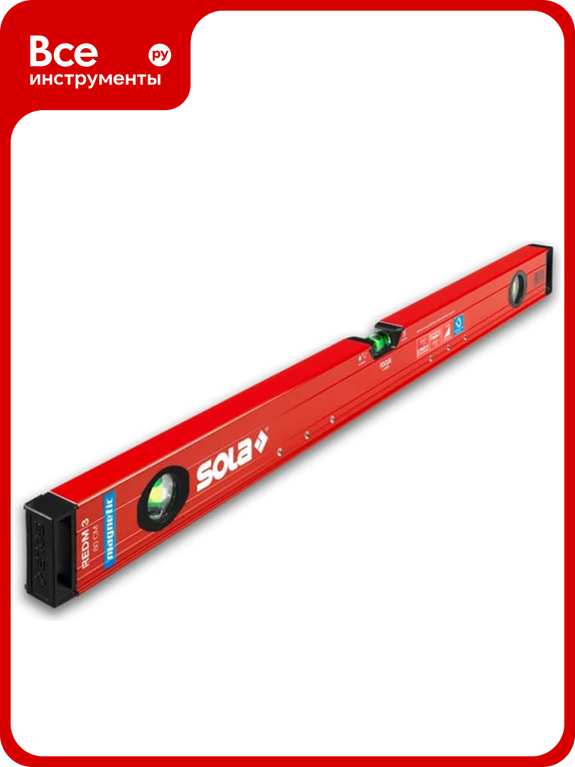 Уровень SOLA RED M 3 100, L=100 см, 3 глазка, точн. 0,3 мм/м 01813301
