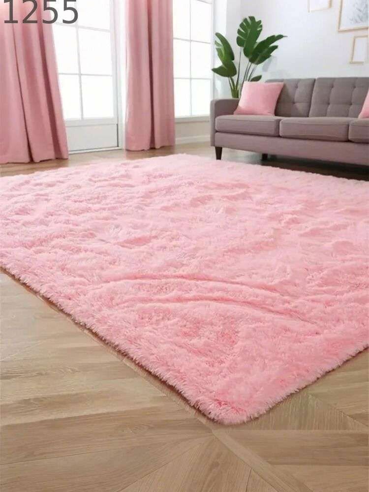 Прикроватный ковер розовый пушистый, 180x200 СМ, нескользящий и удобный, можно использовать в спальне гостиной детской комнате