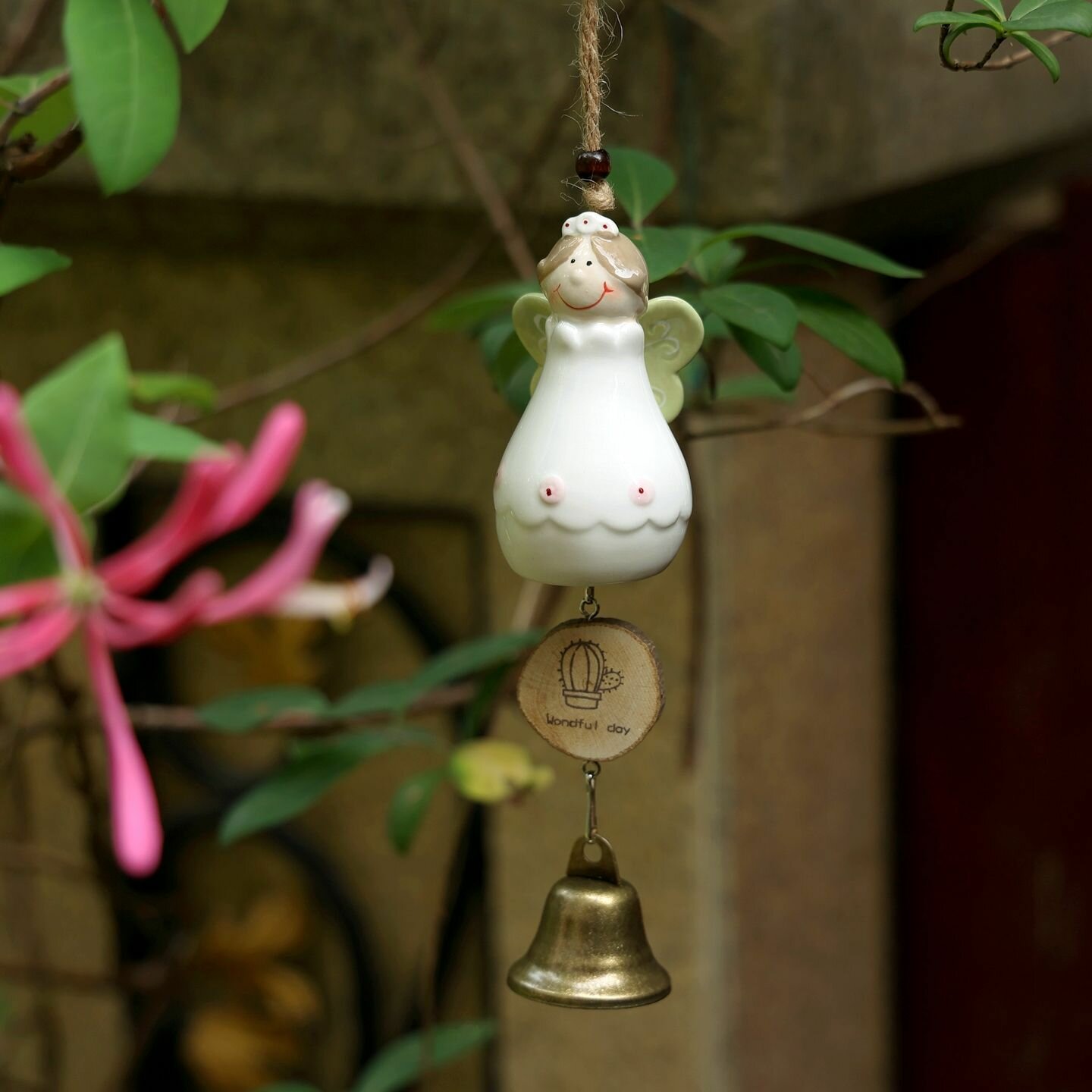 Милый и очаровательный ручной работы керамический ангел, домашний подвесной орнамент, ветряная колокольчика, подарок на День святого Валентина, выпускной подарок, декоративный элемент