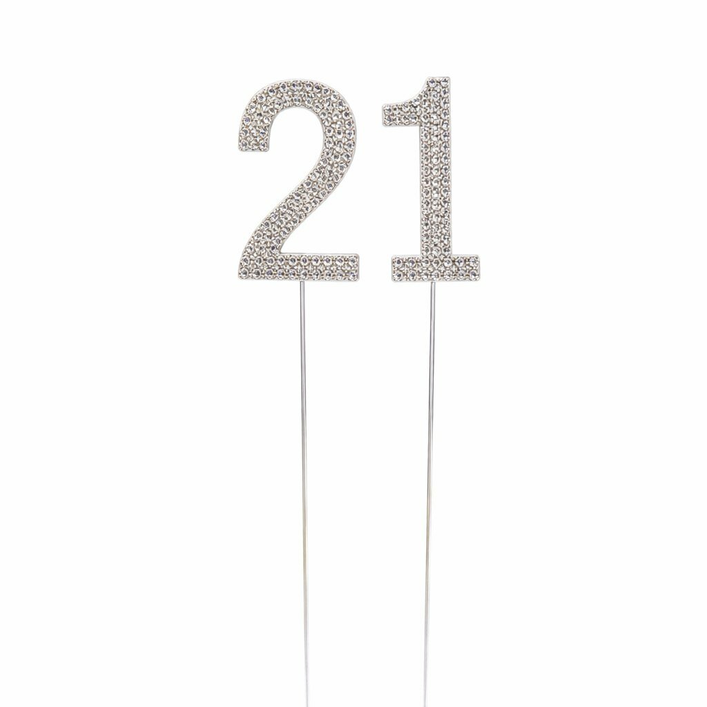 Набор топперов 21 металлический серебряный со стразами