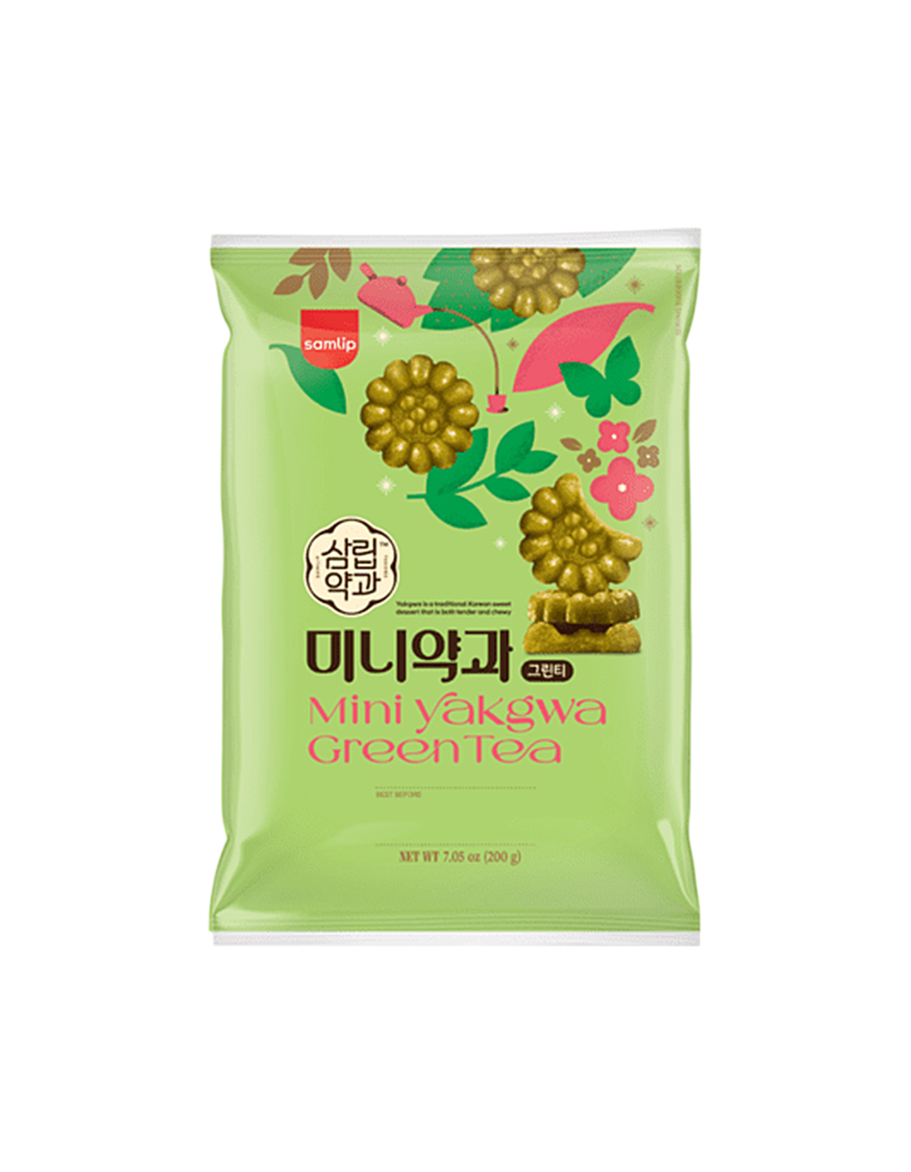 Пшеничное печенье Mini Yakgwa со вкусом зеленого чая 200 г, Южная Корея