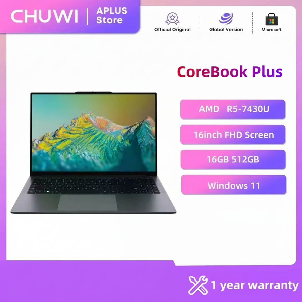 Ноутбук Chuwi CoreBook Plus, 10.51", 16/512ГБ, R5 7430U, Windows