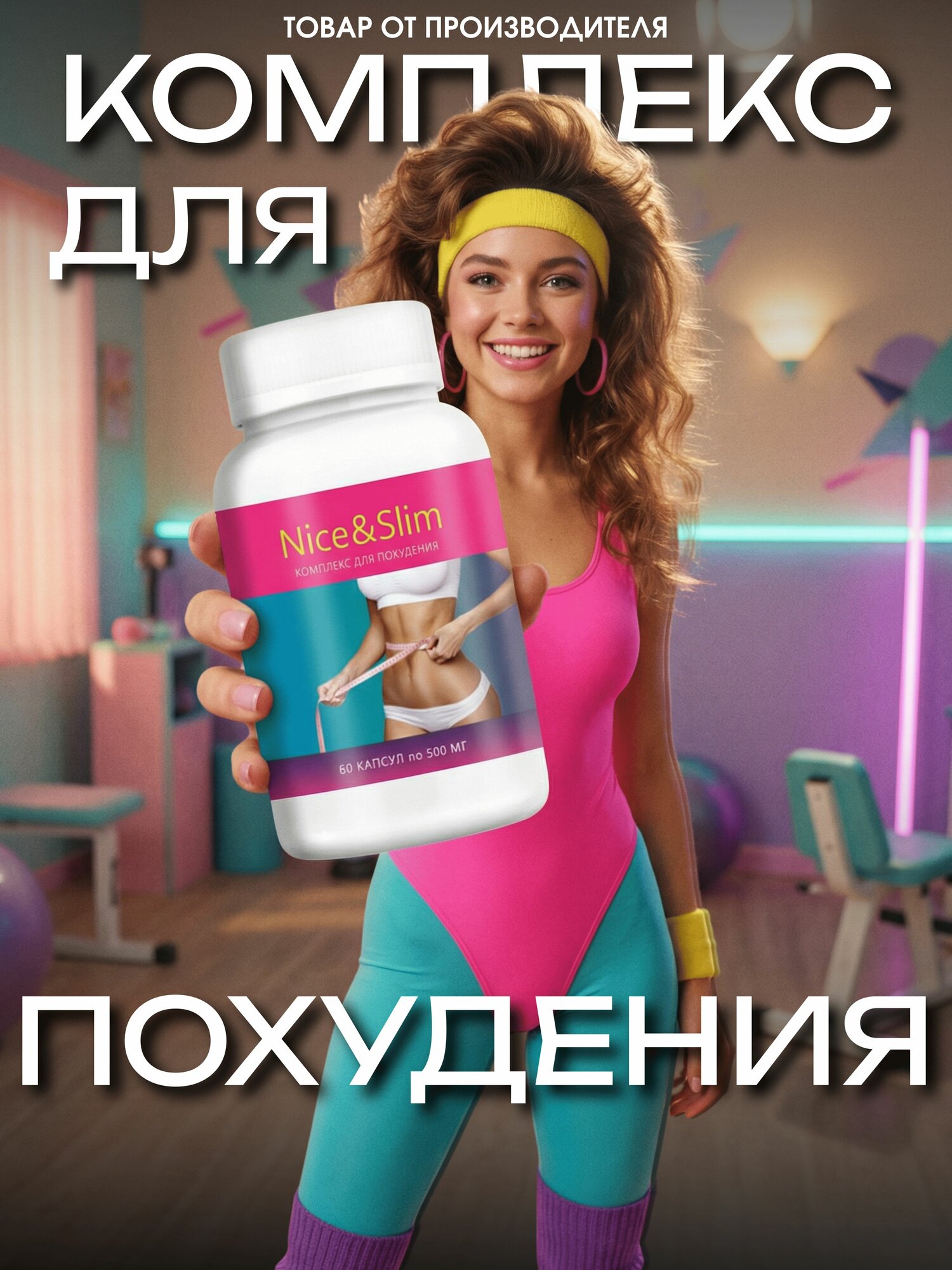 Nice&Slim (Найс Слим): Жиросжигатель для похудения и детокса, контроль аппетита и ускорение метаболизма, 60 капсул