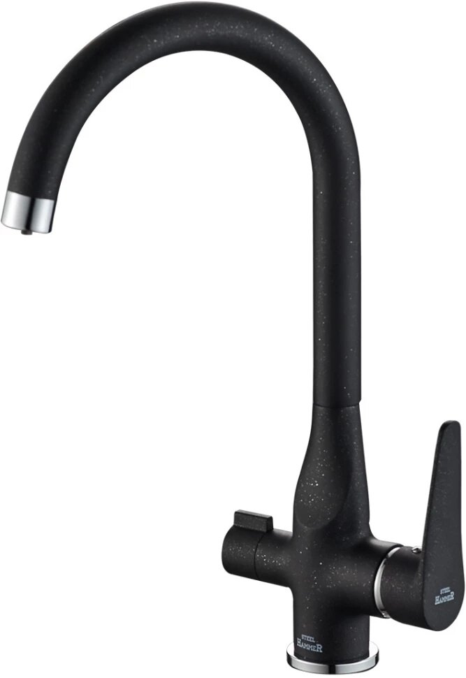 Смеситель для кухни Zorg SH 910 BLACK CR с подключением к фильтру, хром/черный