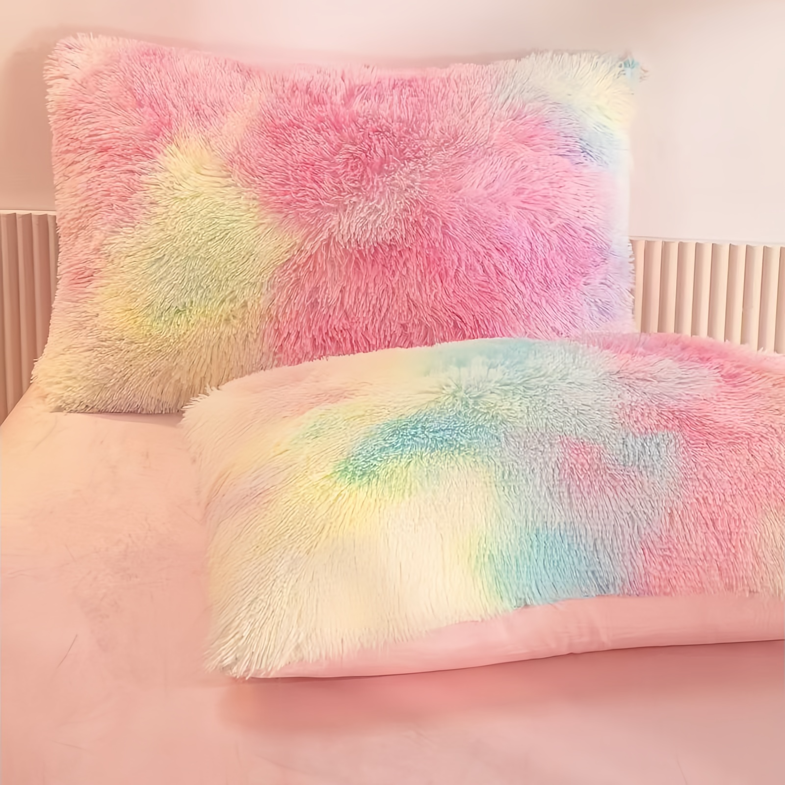 Эксклюзивный комплект 2 шт наволочек 50x70 см из плюшевого искусственного меха Травка