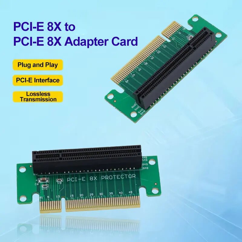 Адаптер PCIe 8x, преобразователь адаптера 90 градусов, плата расширения PCI Express PCI-E X8 для настольного сервера 1U 2U